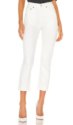 AGOLDE Riley High Rise Straight Crop Jeans Tissue