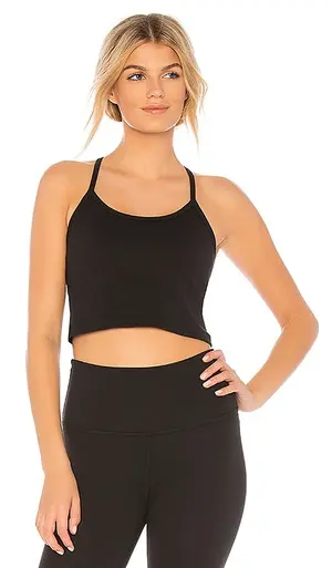 Beyond Yoga Beyond Yoga Slim Racerback Cropped Tank In Black.  Jet Black