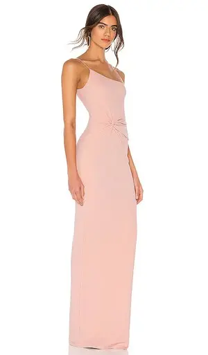NOOKIE One Shoulder Gown With Knot Accent And Slit - Blush