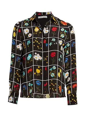 Alice + Olivia Alice + Olivia Women's Willa Printed Blouse - Botanical Card  - Botanical Card