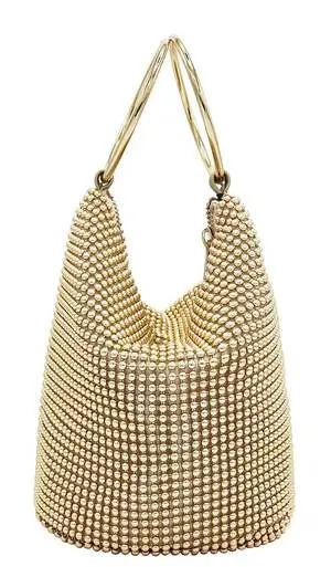 OLGA BERG Bianca Ball Mesh Handle Bag - Gold