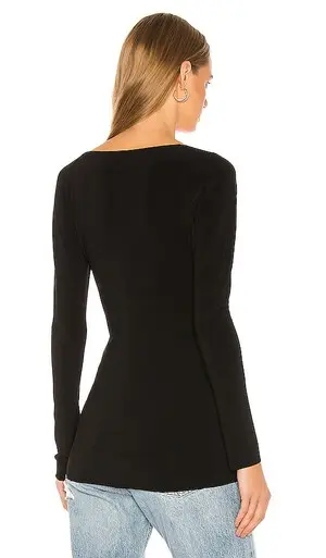 Norma Kamali Long Sleeve Sweetheart Blouse