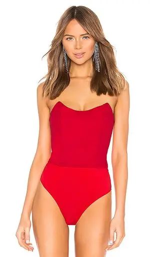 Superdown Sweetheart Bodysuit With Boned Bodice And Hidden Zipper