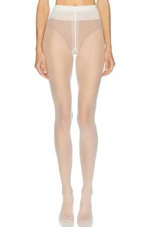 Wolford Individual 10 Back Seam Tights Ecrue
