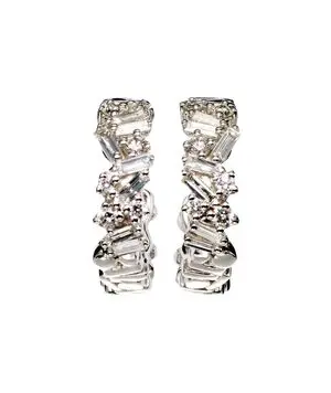 SUZANNE KALAN Fireworks 18kt White Gold Diamond Hoop Earrings - Silver