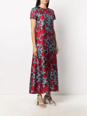 La DoubleJ Floral Print Silk Swing Dress