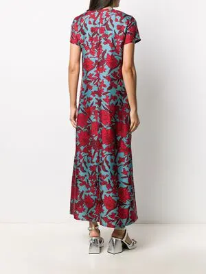 La DoubleJ Floral Print Silk Swing Dress