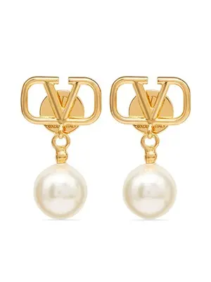 Valentino Garavani Vlogo Signature Pearl Drop Earrings - Gold