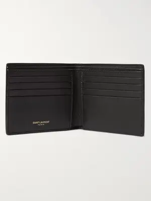 Saint Laurent Logo-appliquéd Croc-effect Leather Billfold Wallet - Black