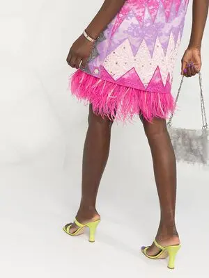 Emilio Pucci Koché Feather-embellished Lace Dress