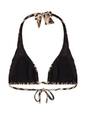 Dolce & Gabbana Leopard-print Triangle Bikini Top - Brown