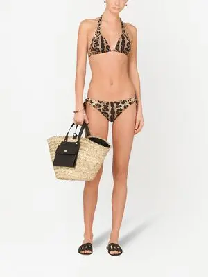 Dolce & Gabbana Leopard-print Triangle Bikini Top - Brown