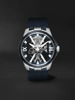 ULYSSE NARDIN Skeleton X Hand-wound 42mm Titanium And Rubber Strap Watch - Blue
