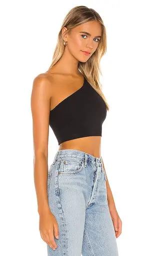 Susana Monaco One Shoulder Crop Top - Black