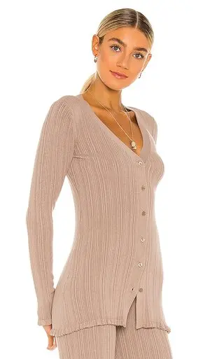 Tularosa Variegated Rib Cardi - Taupe