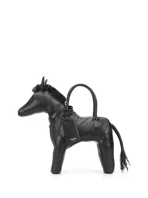 Thom Browne Zebra Pebbled Leather Tote Bag - Black