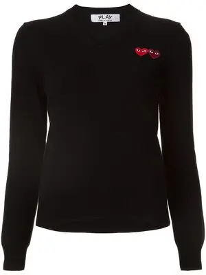 Play Comme Des Garcon V-neck Jumper - Black