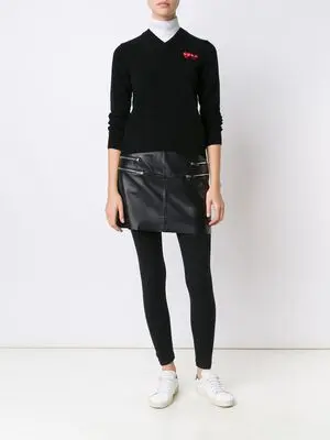Play Comme Des Garcon V-neck Jumper - Black