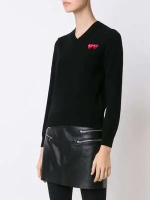 Play Comme Des Garcon V-neck Jumper - Black