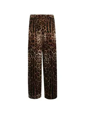 Dolce & Gabbana Leopard-print Satin Pajama Bottoms - Neutrals