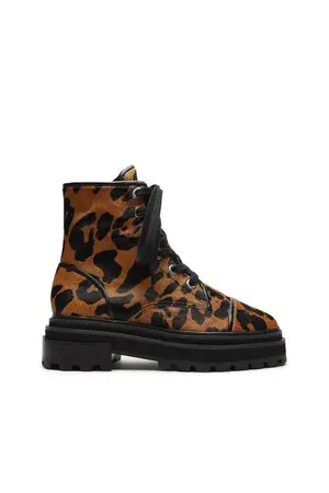 Schutz Maylova Leopard Suede Combat Bootie