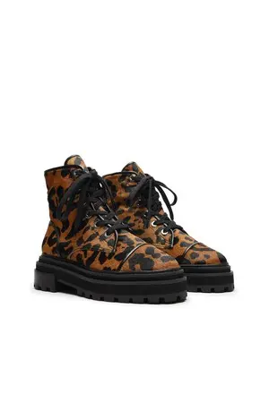 Schutz Maylova Leopard Suede Combat Bootie