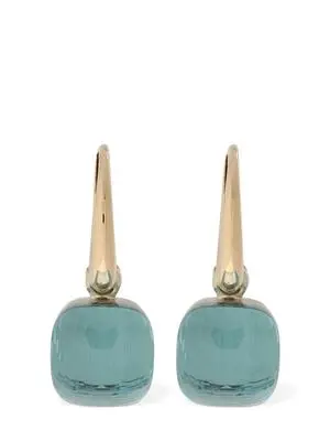 Pomellato Nudo 18kt Gold Earrings W/ Blue Topaz Gold,light Blue
