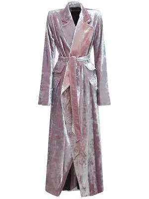ANN DEMEULEMEESTER Wrap Velvet Long Dust Coat W/ Belt