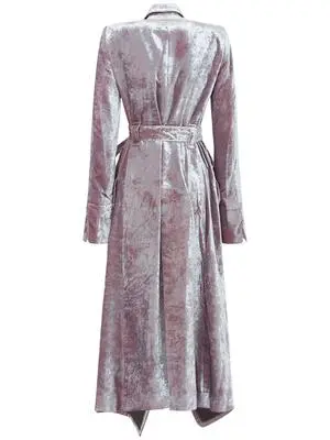 ANN DEMEULEMEESTER Wrap Velvet Long Dust Coat W/ Belt