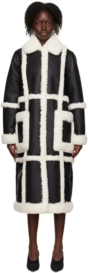 STAND STUDIO Stand Studio Black Patrice Faux-Leather Coat - 89100 Black/off Whit