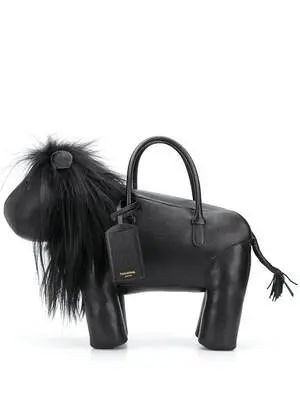 Thom Browne Lion Pebbled Leather Tote - Black