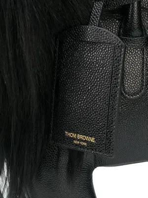 Thom Browne Lion Pebbled Leather Tote - Black