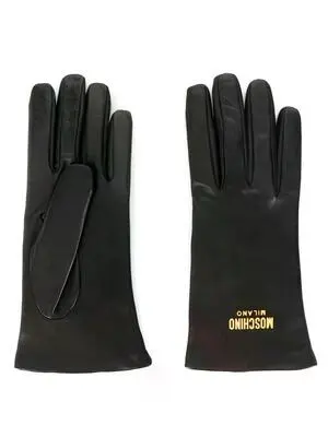 Moschino Logo Plaque Gloves - Black
