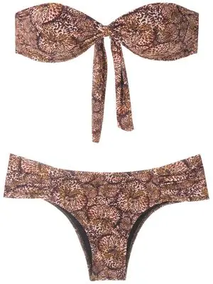 Isolda Borakay Printed Bandeau Bikini Set - Multicolour
