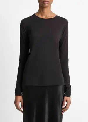 Vince Essential Long Sleeve Crew Neck T-shirt - Black