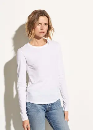 Vince Vince Essential Long Sleeve Crew Neck T-Shirt White
