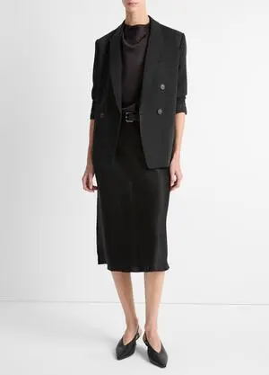 Vince Satin Midi Slip Skirt - Black
