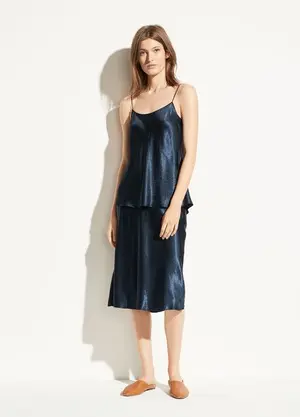 Vince Vince Satin Midi Slip Skirt Blue
