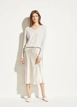 Vince Vince Satin Midi Slip Skirt Cream
