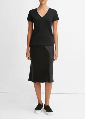 Vince Essential Pima Cotton V-neck T-shirt - Black