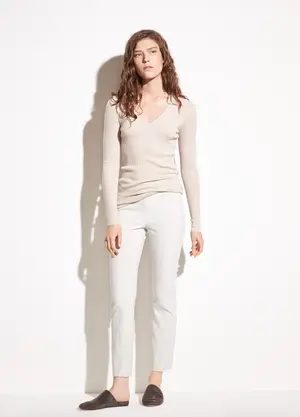 Vince Vince Bobbi High-Rise Stitch-Seam Ponte Legging Beige