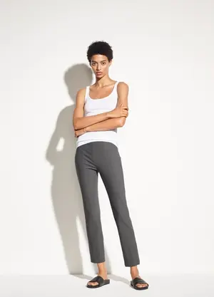 Vince Vince Bobbi High-Rise Stitch-Seam Ponte Legging Black/ Grey