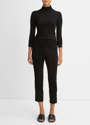 Vince Stretch Suede Split Hem Crop Legging - Black
