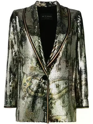 Etro Sequin Embellished Blazer - Gold