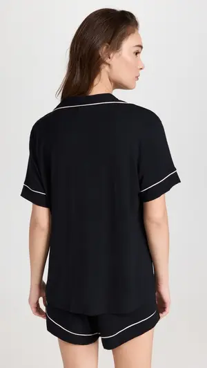 Eberjey Gisele The Relaxed Shorts Pajamas Set - Black/sorbet