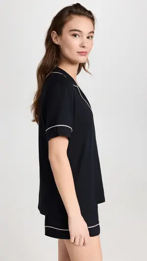 Eberjey Gisele The Relaxed Shorts Pajamas Set - Black/sorbet