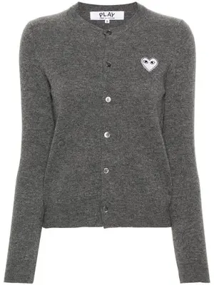 Play Comme Des Garcon Heart Embellished Wool Cardigan