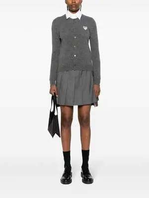 Play Comme Des Garcon Heart Embellished Wool Cardigan