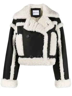 STAND STUDIO Shearling Trim Crop Jacket