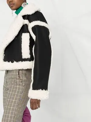 STAND STUDIO Shearling Trim Crop Jacket